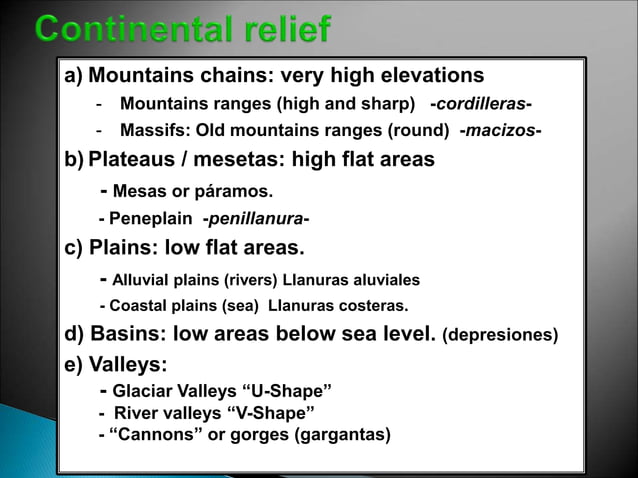 Unit 2 elements of relief engl-span | PPT