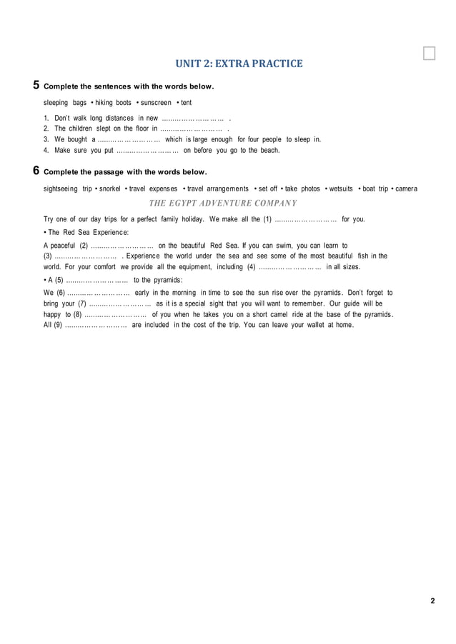 Unit 2. extra practice | PDF