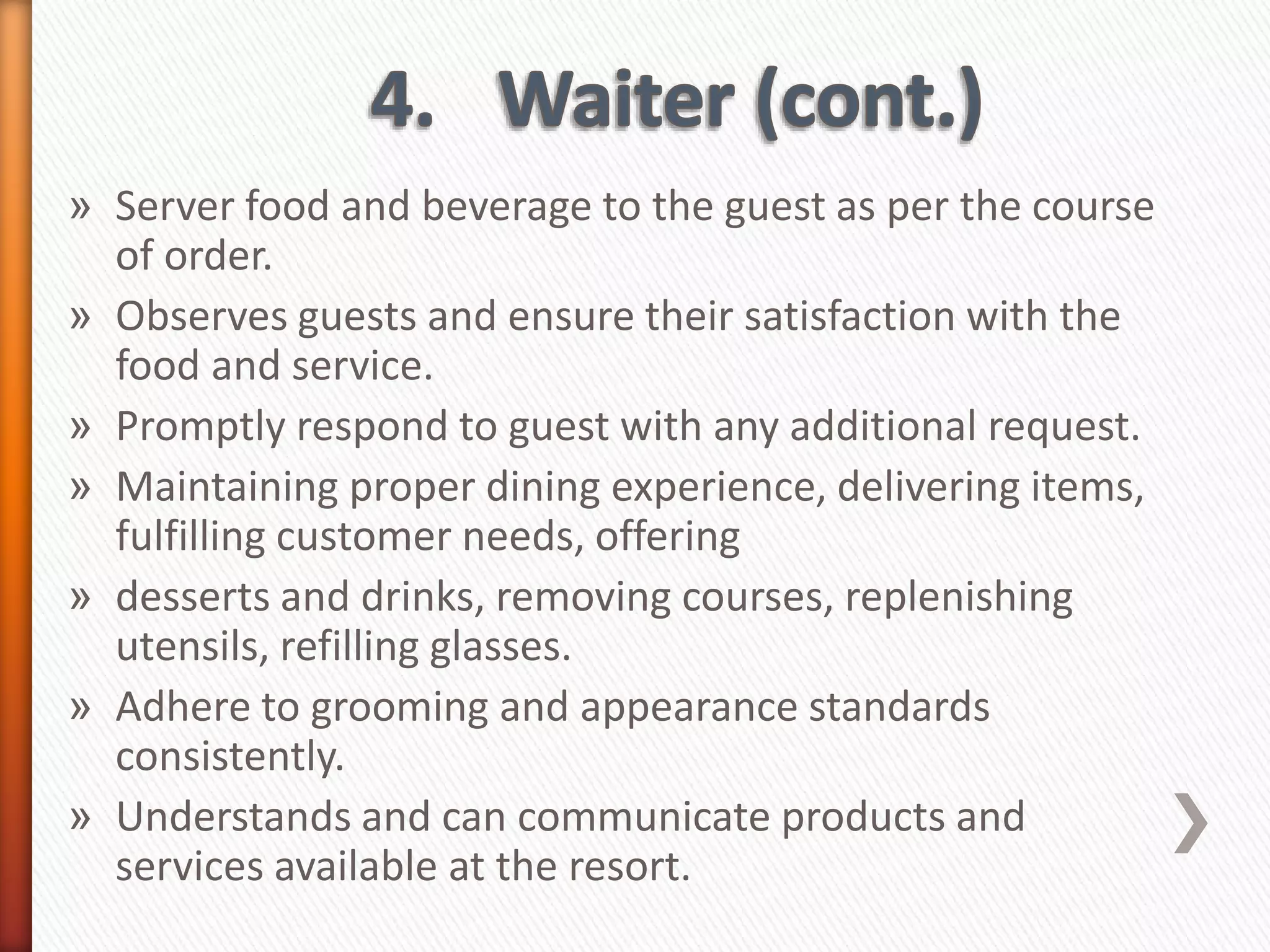 food & beverage organization structure & attributes | PPTX
