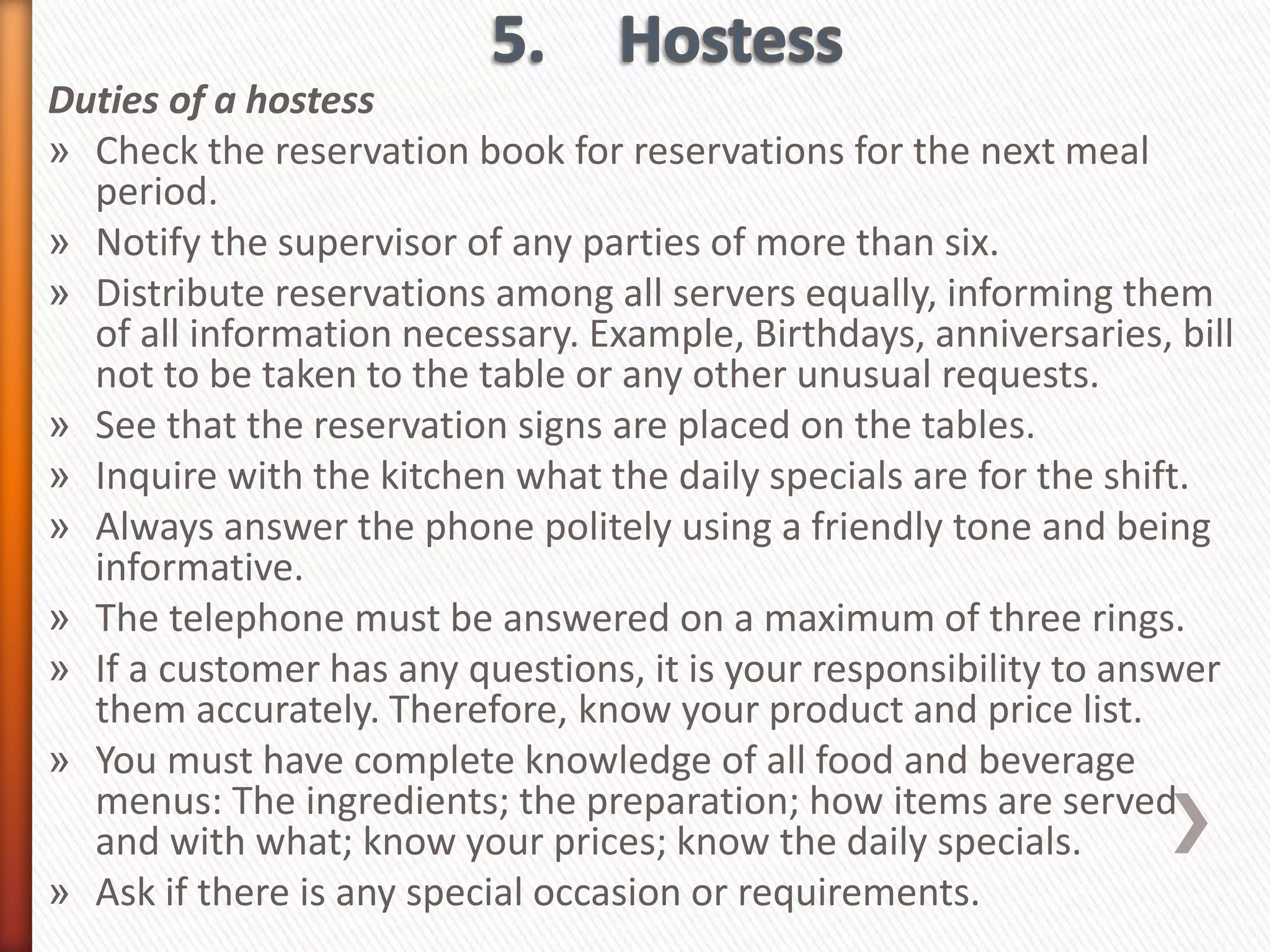 food & beverage organization structure & attributes | PPTX
