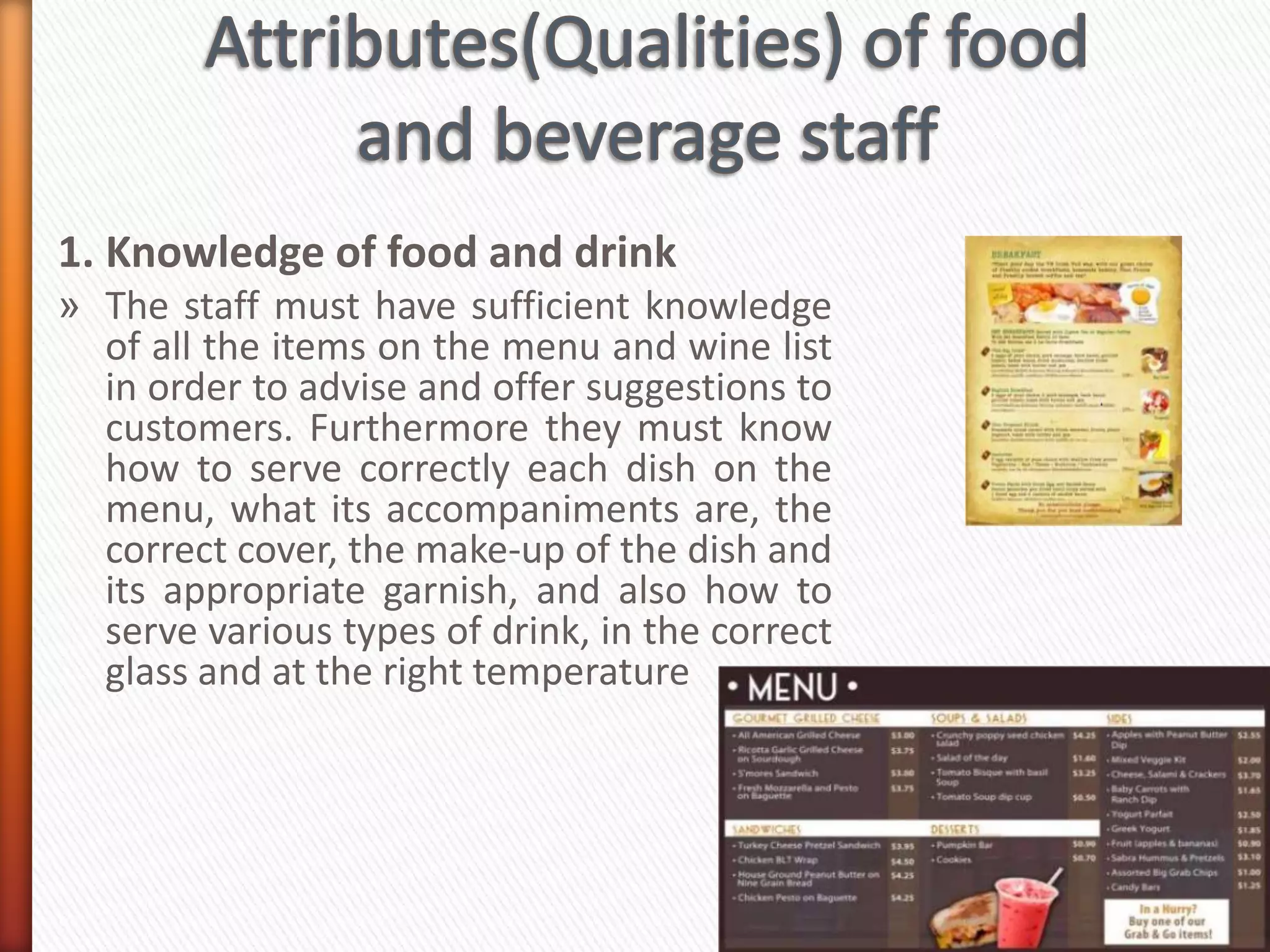 food & beverage organization structure & attributes | PPTX