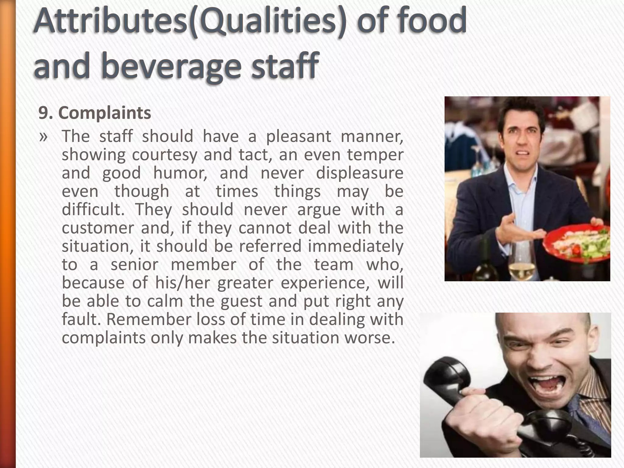 food & beverage organization structure & attributes | PPTX