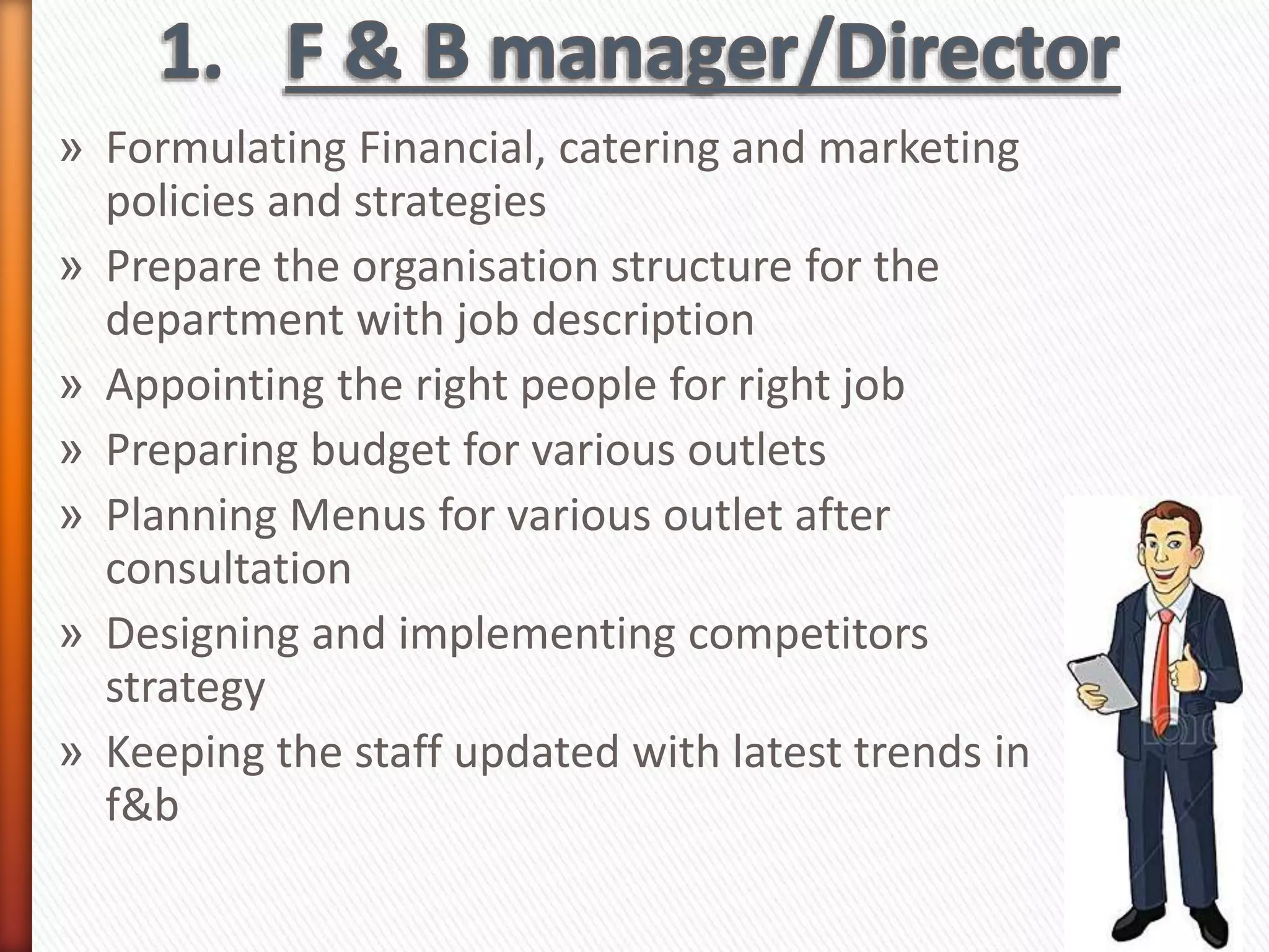 food & beverage organization structure & attributes | PPTX