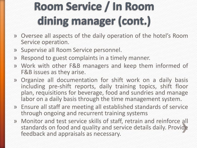 food & beverage organization structure & attributes | PPT