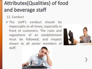food & beverage organization structure & attributes | PPTX