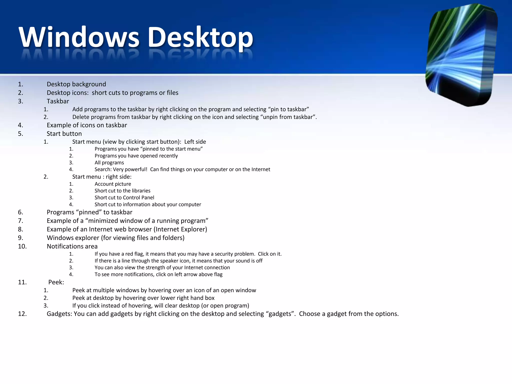 Unit 2 introduction to windows 7 | PPTX | Operating Systems | Computer ...