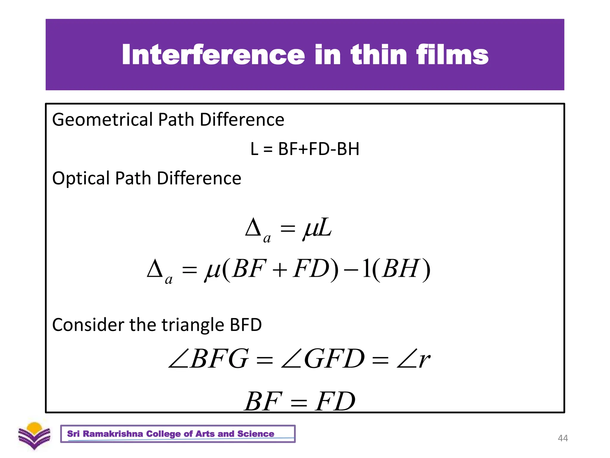23PH301 - Optics - Unit 2 - Interference | PPTX