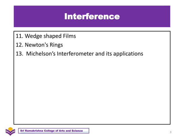 23PH301 - Optics - Unit 2 - Interference | PPTX