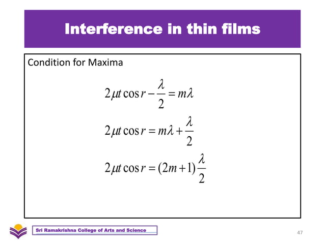 23PH301 - Optics - Unit 2 - Interference | PPTX