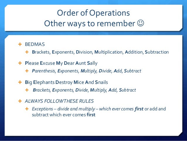 Order Of Operations Bedmas