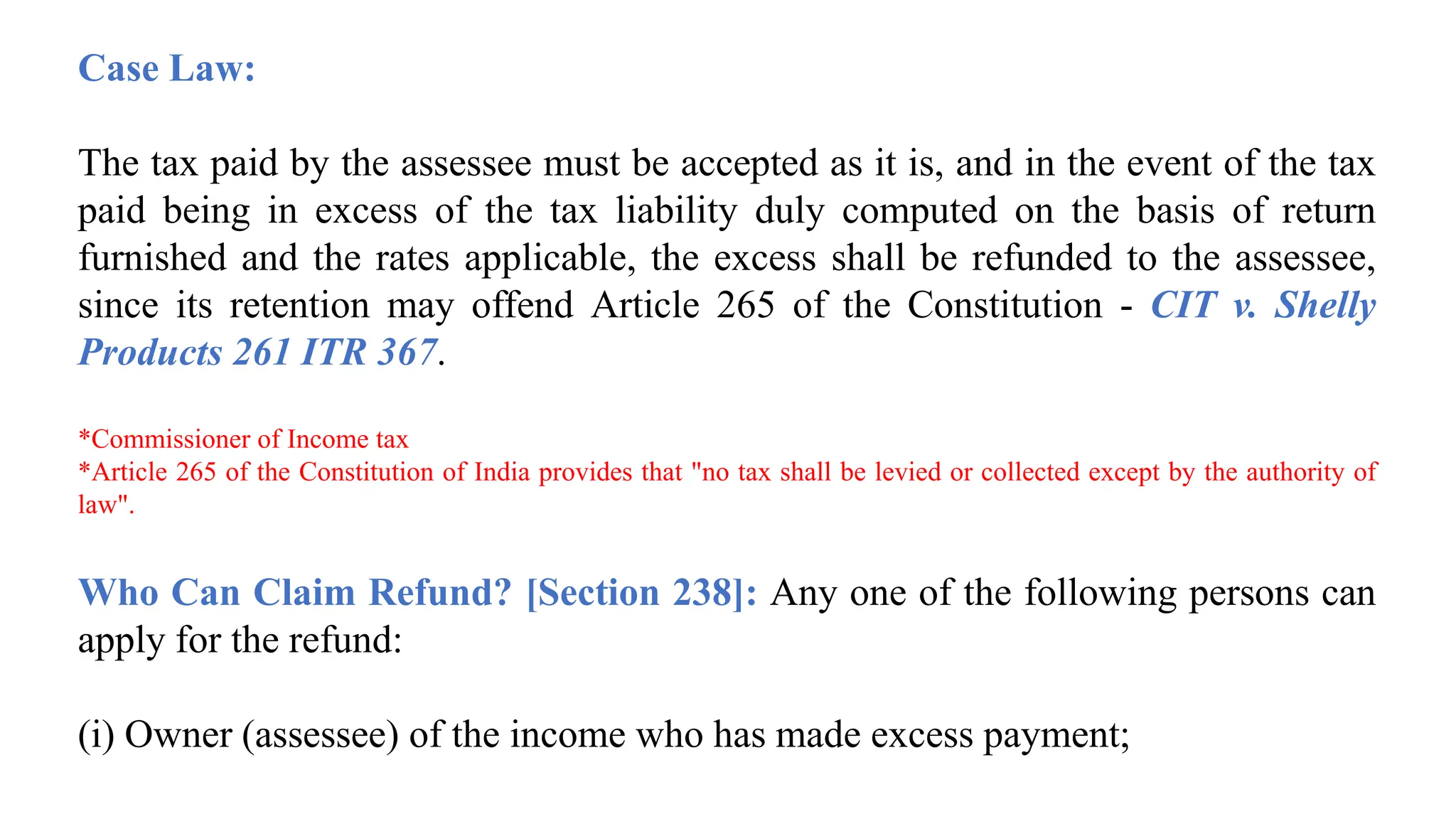 Unit 2 - Refund of Tax.pptx, tax law notes | PPTX