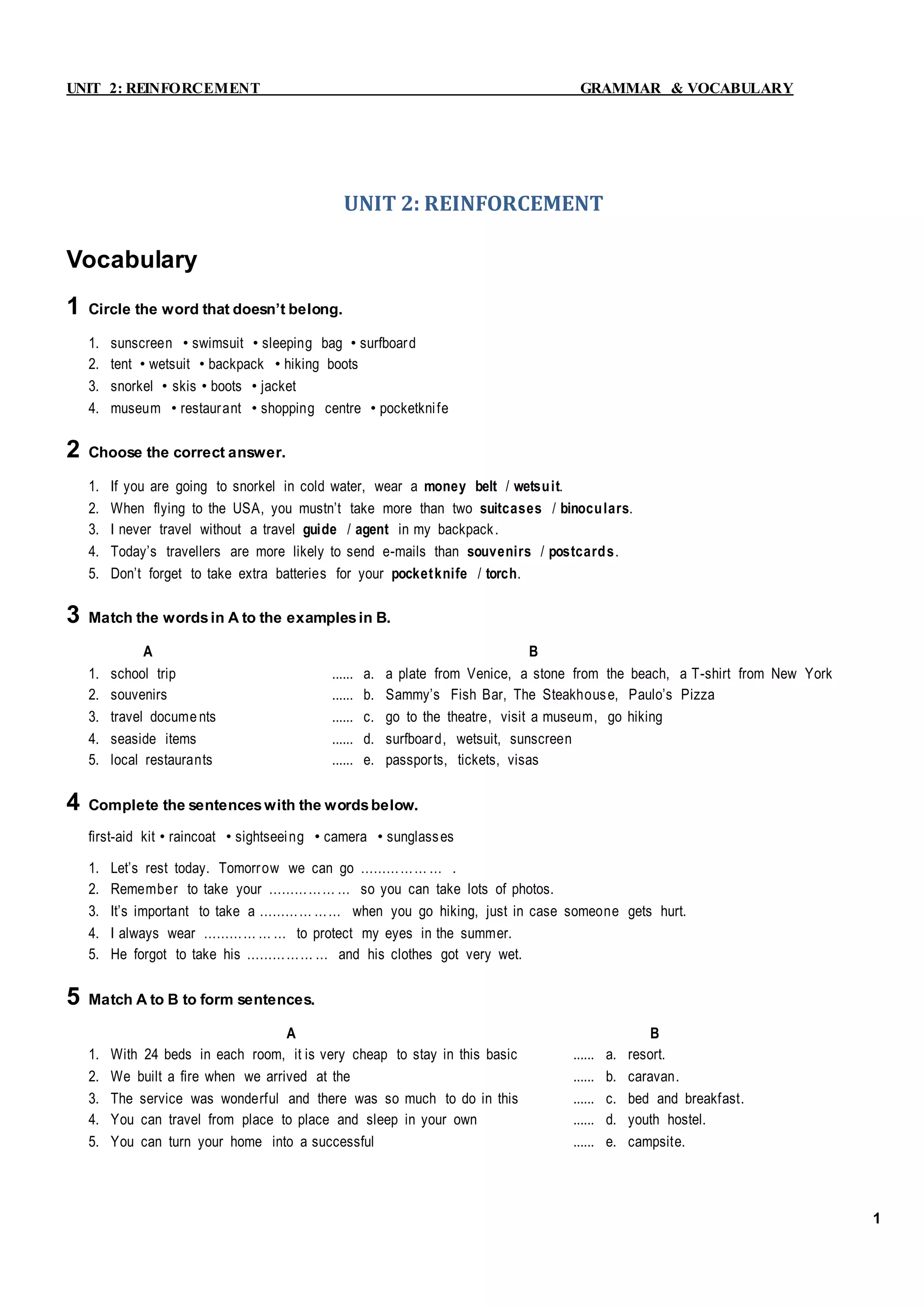 Unit 2. reinforcement | DOCX