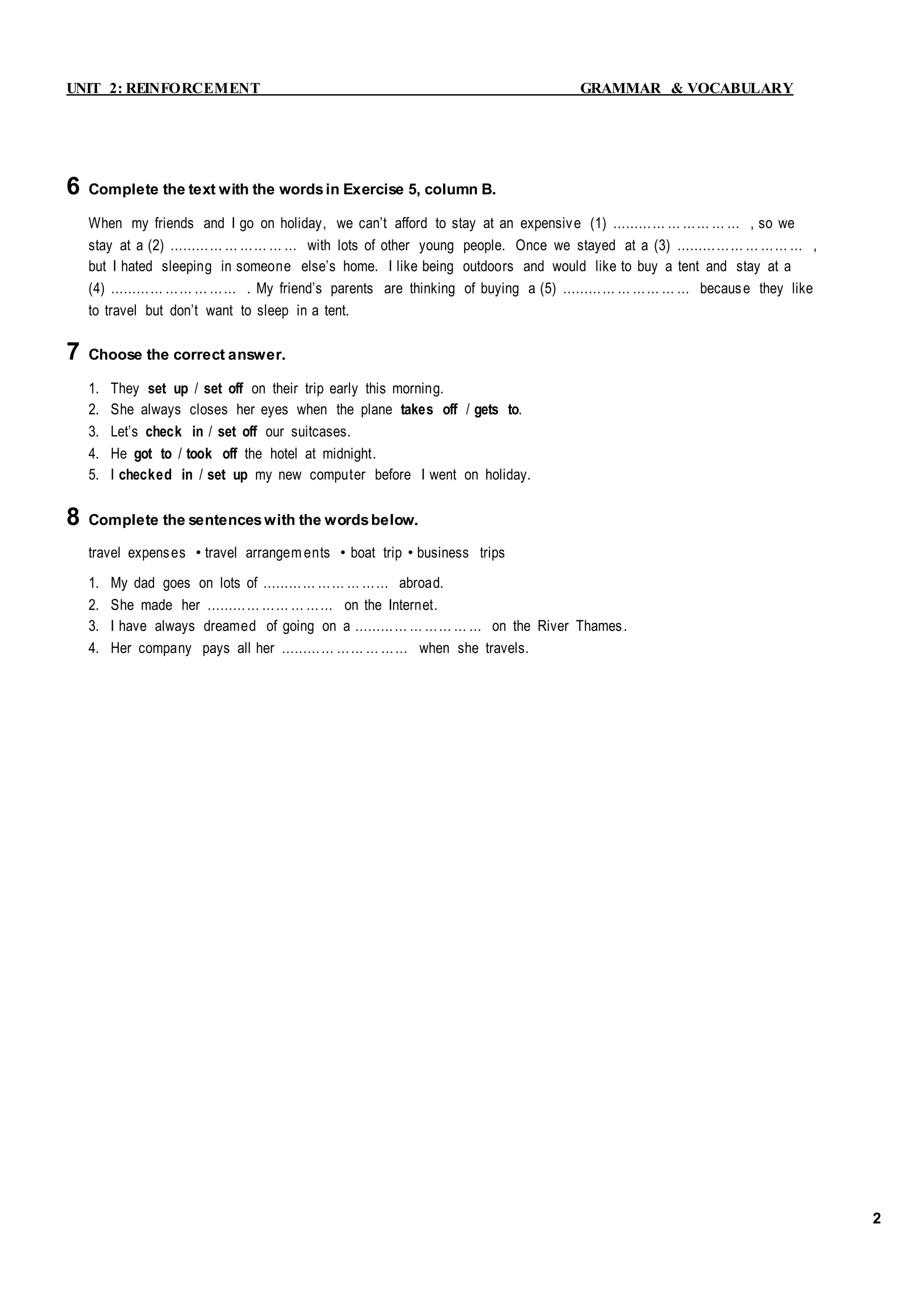 Unit 2. reinforcement | DOCX