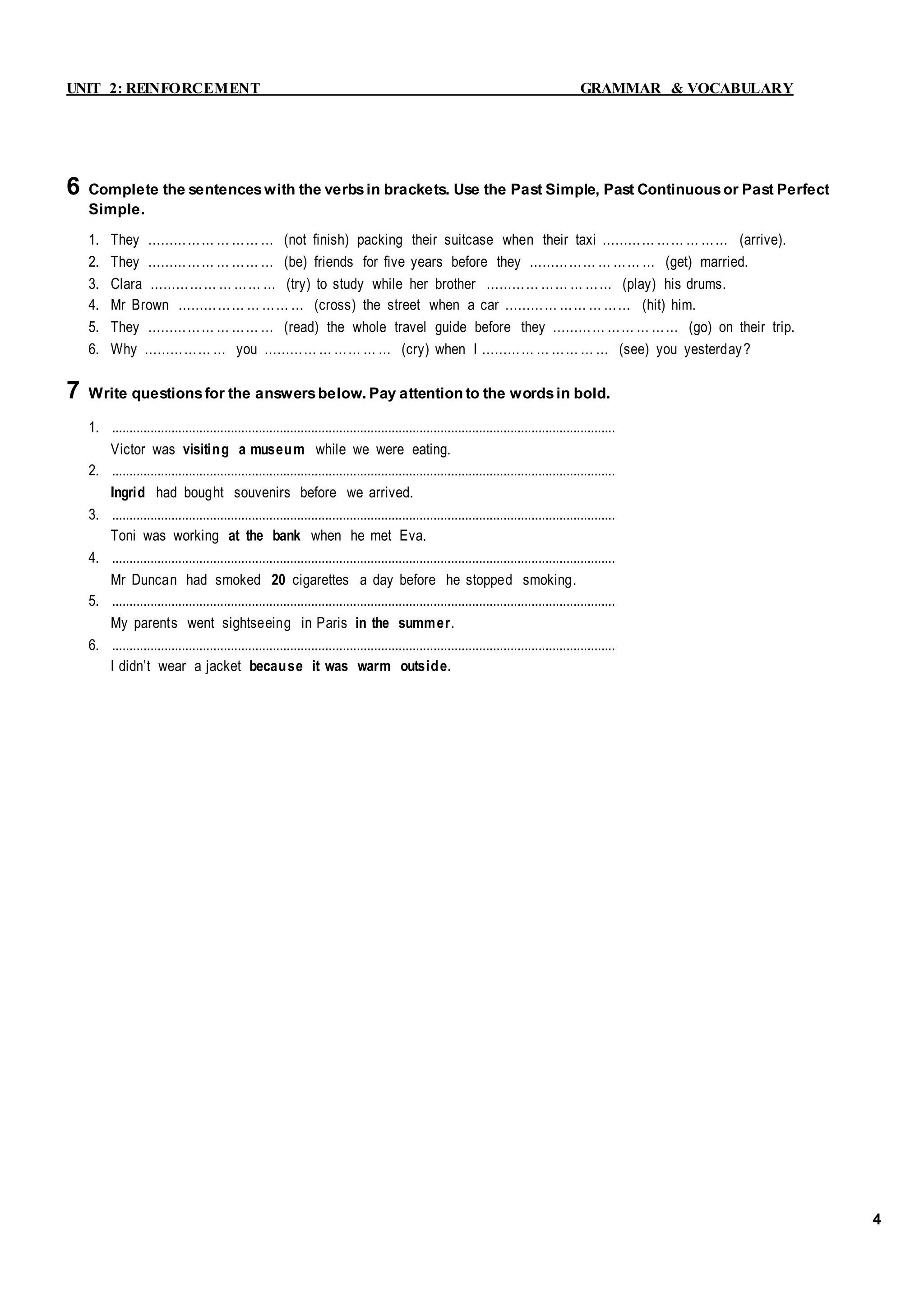 Unit 2. reinforcement | DOCX