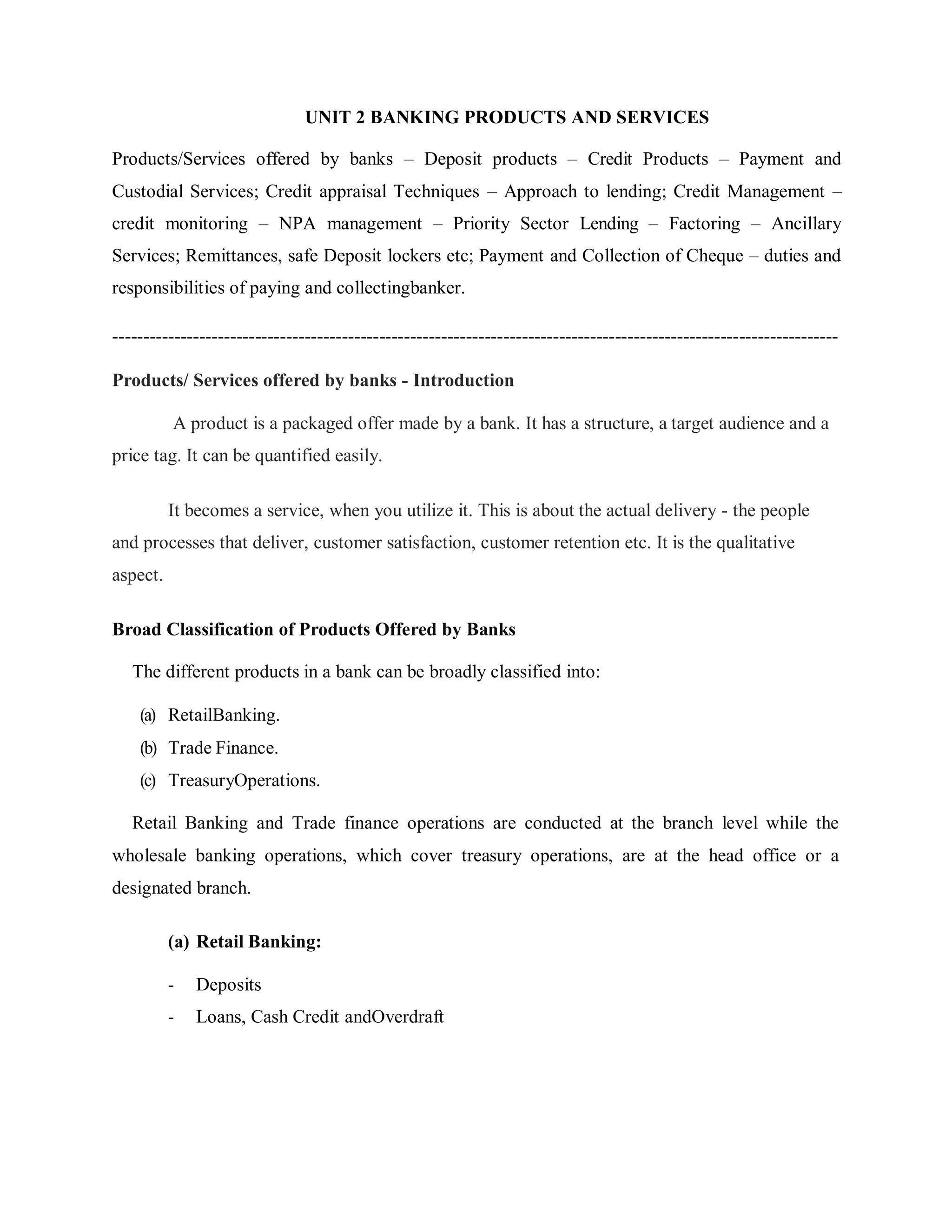 UNIT 2 - SBAA7001 BANKING PRODUCTS AND SERVICES.pdf