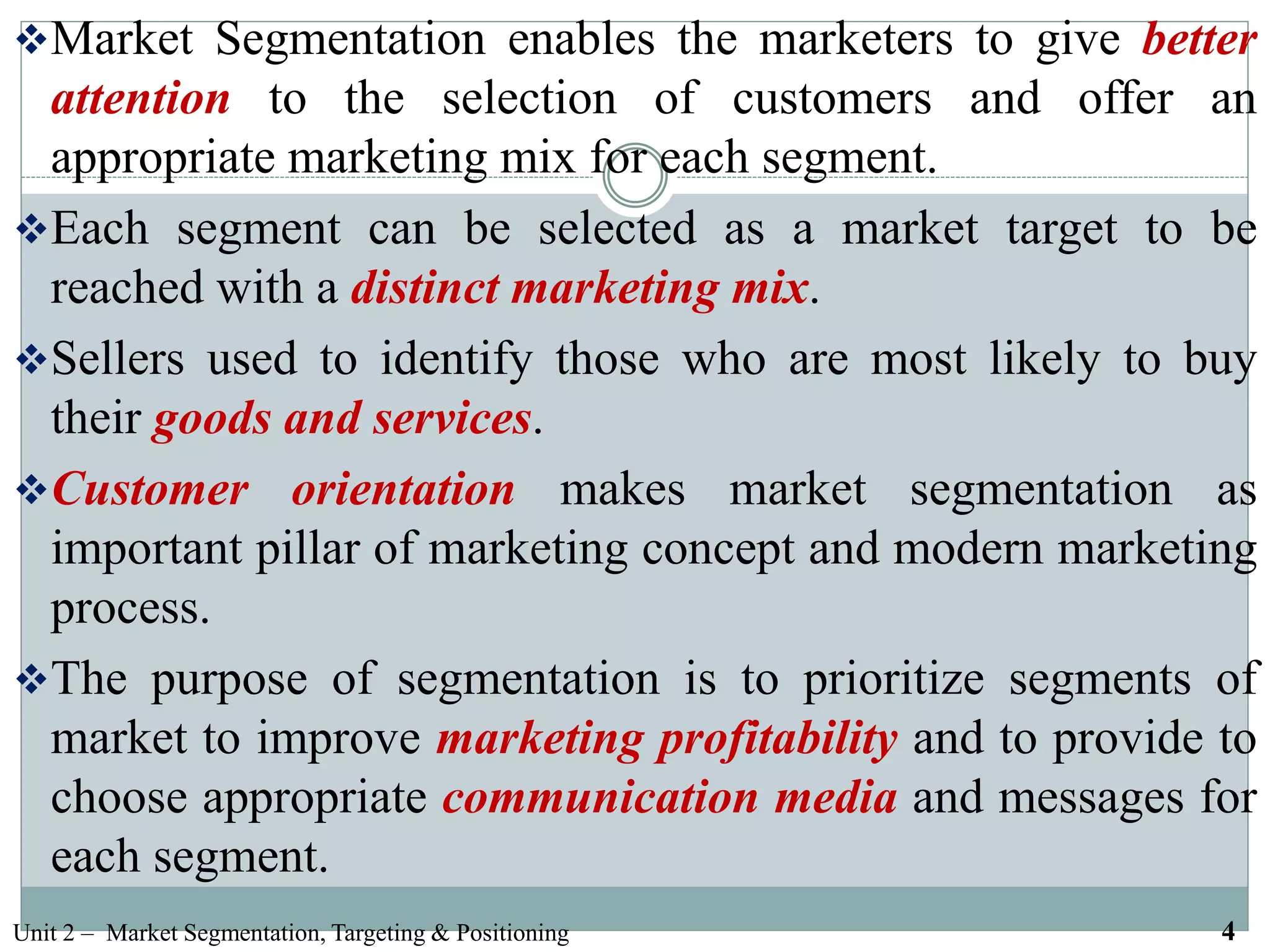 Unit 2 segmentation, targeting & positioning | PPT