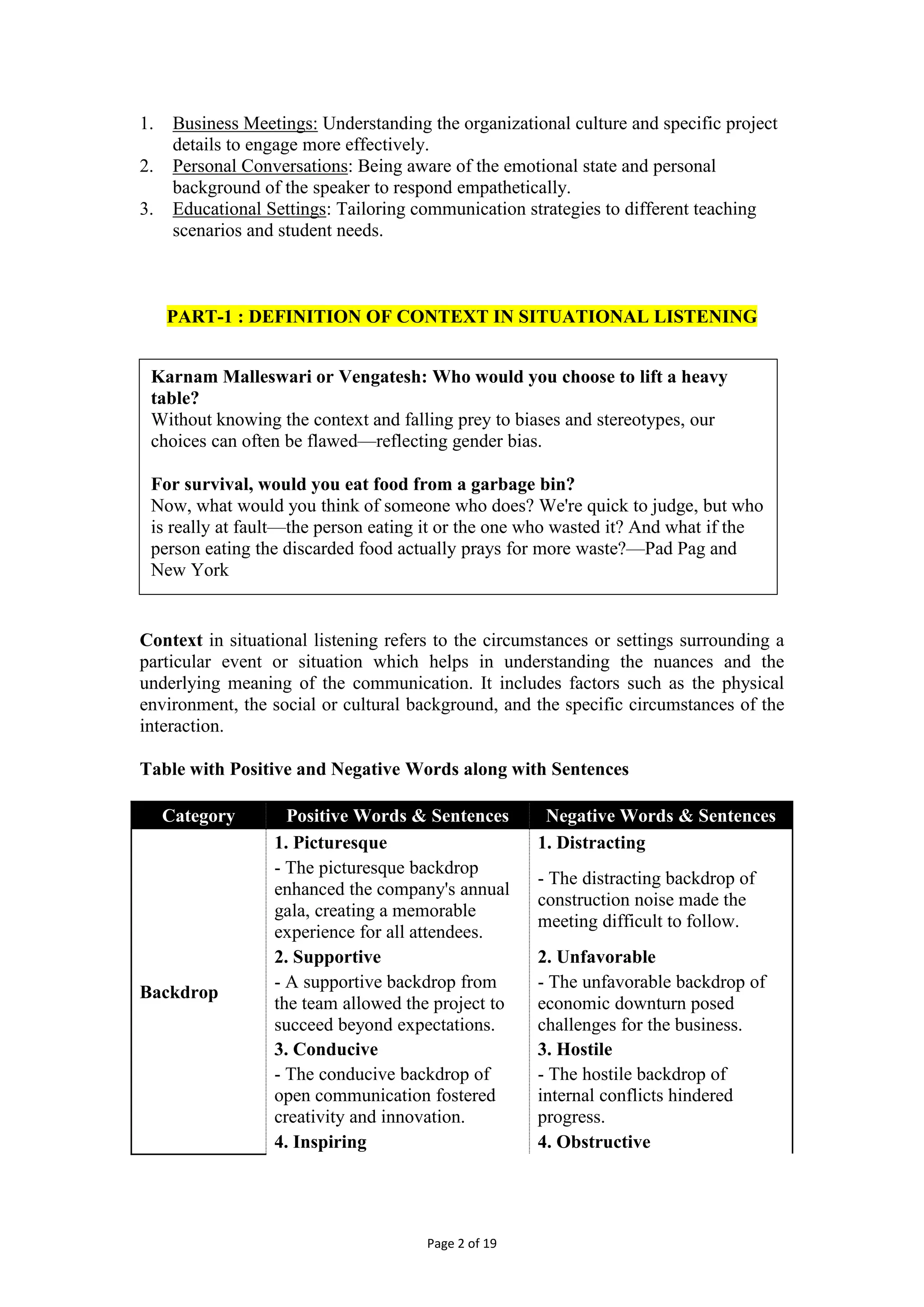 Unit 2 - Situational Listening in an organisational context | PDF
