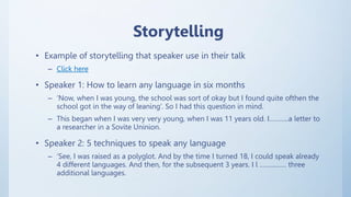 Storytelling for formal speaking | PPT