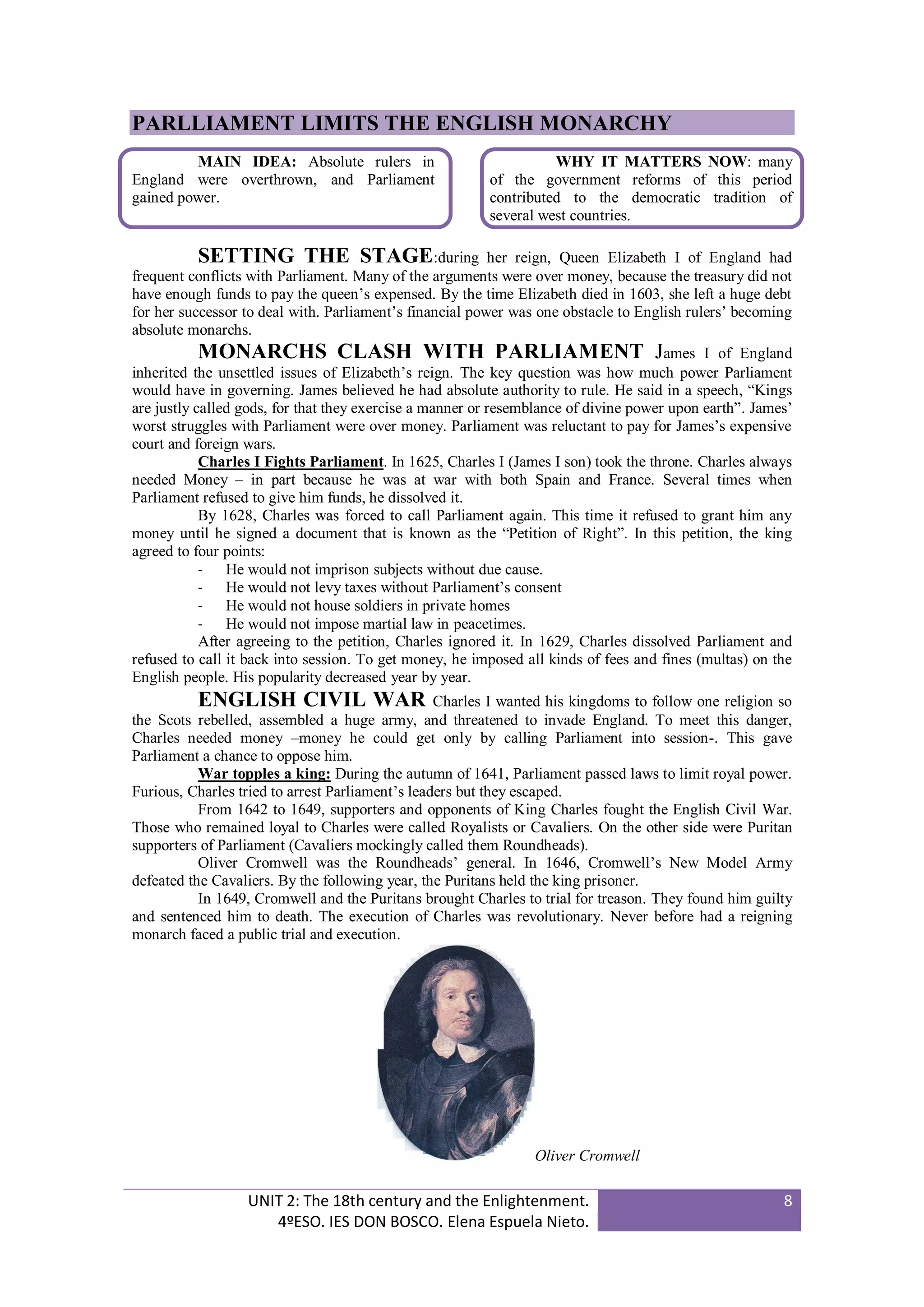 Unit 2. the 18th century and the enlightenment. | PDF