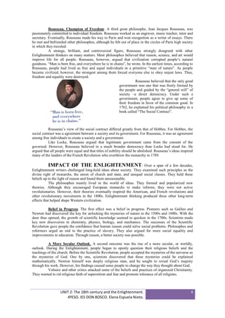 Unit 2. the 18th century and the enlightenment. | PDF