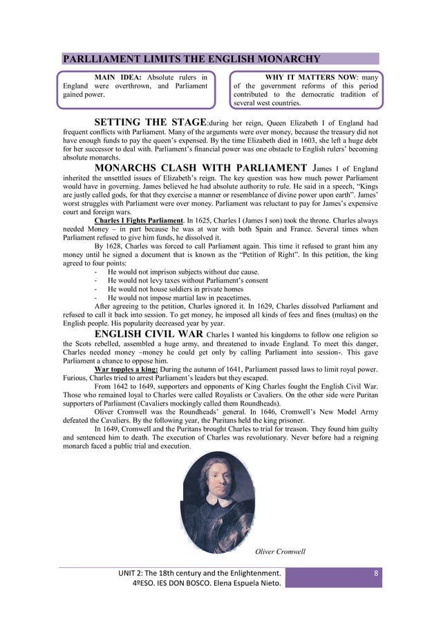 Unit 2. the 18th century and the enlightenment. | PDF