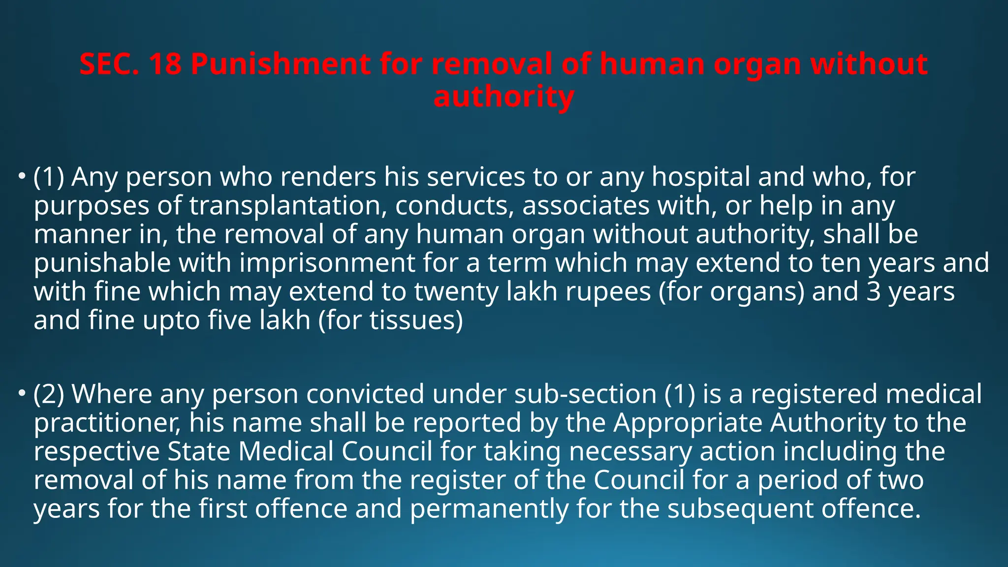 UNIT 2 - TRANSPLANTATION OF HUMAN ORGANS AND TISSUES ACT | PPTX