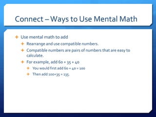 Unit 2: Using Mental Math | PPTX | Games and Puzzles | Hobbies & Interests