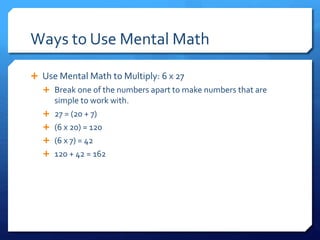 Unit 2: Using Mental Math | PPTX | Games and Puzzles | Hobbies & Interests
