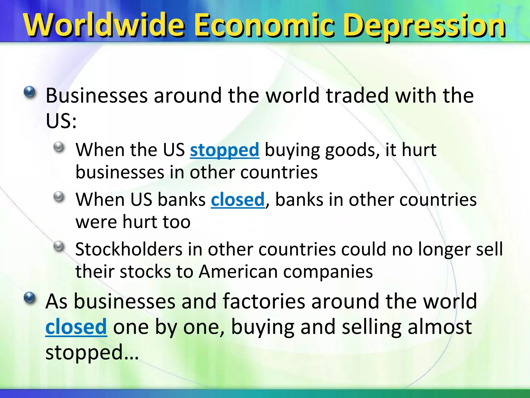 Unit 2 worldwide economic depression notes | PPT