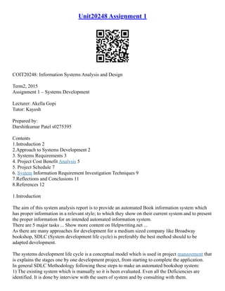 Unit20248 Assignment 1 | PDF
