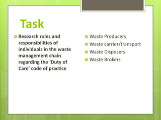 Unit 208 Duty of Care in the Waste & Recycling Industry | PPTX