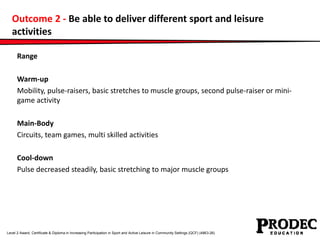 Unit 211 plan, deliver and evaluate sport and leisure activities | PPTX ...