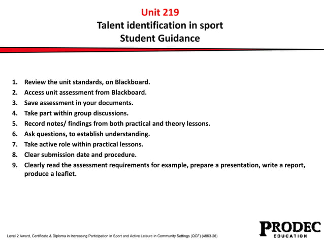 Unit 219 talent identification in sport | PPT