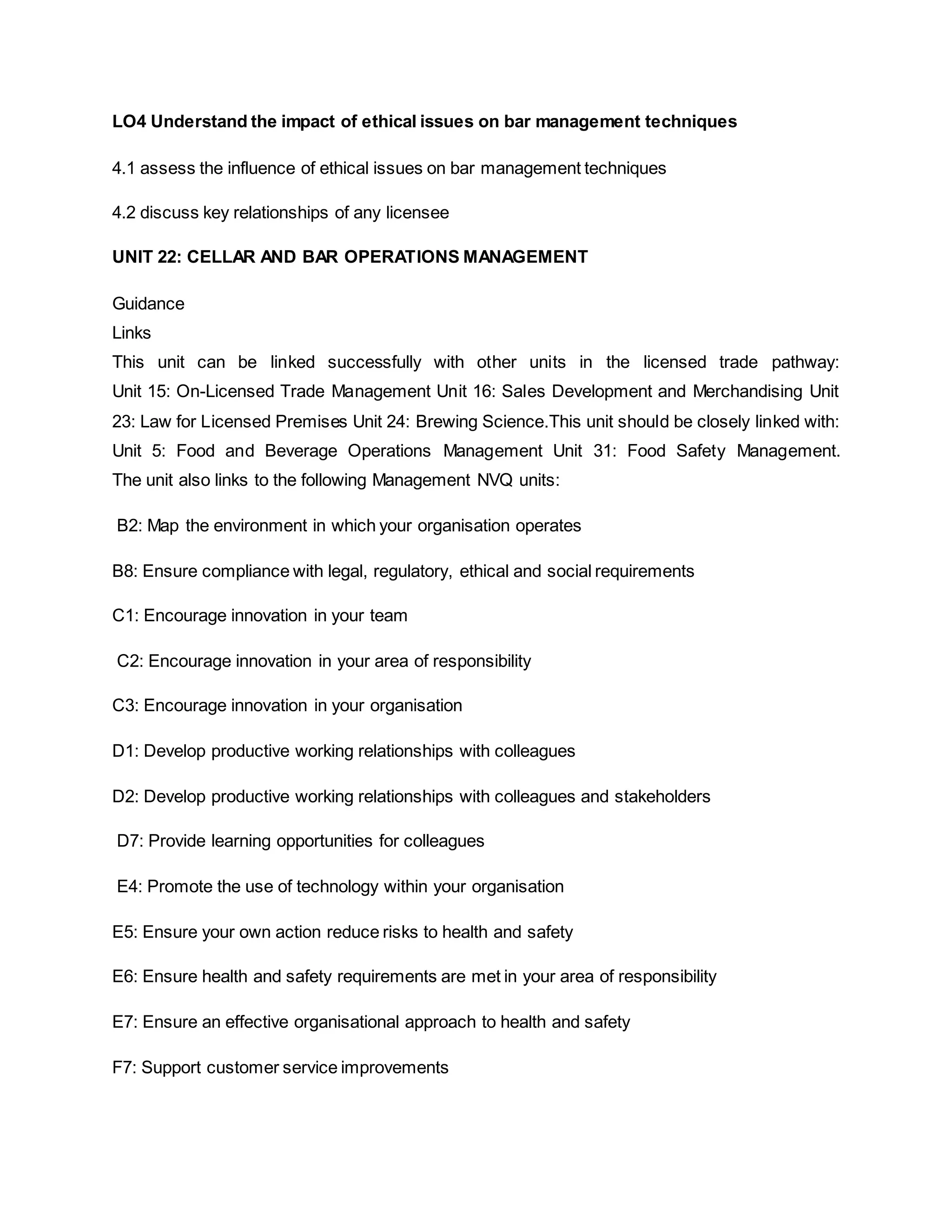 UNIT 22: CELLAR AND BAR OPERATIONS MANAGEMENT | DOCX
