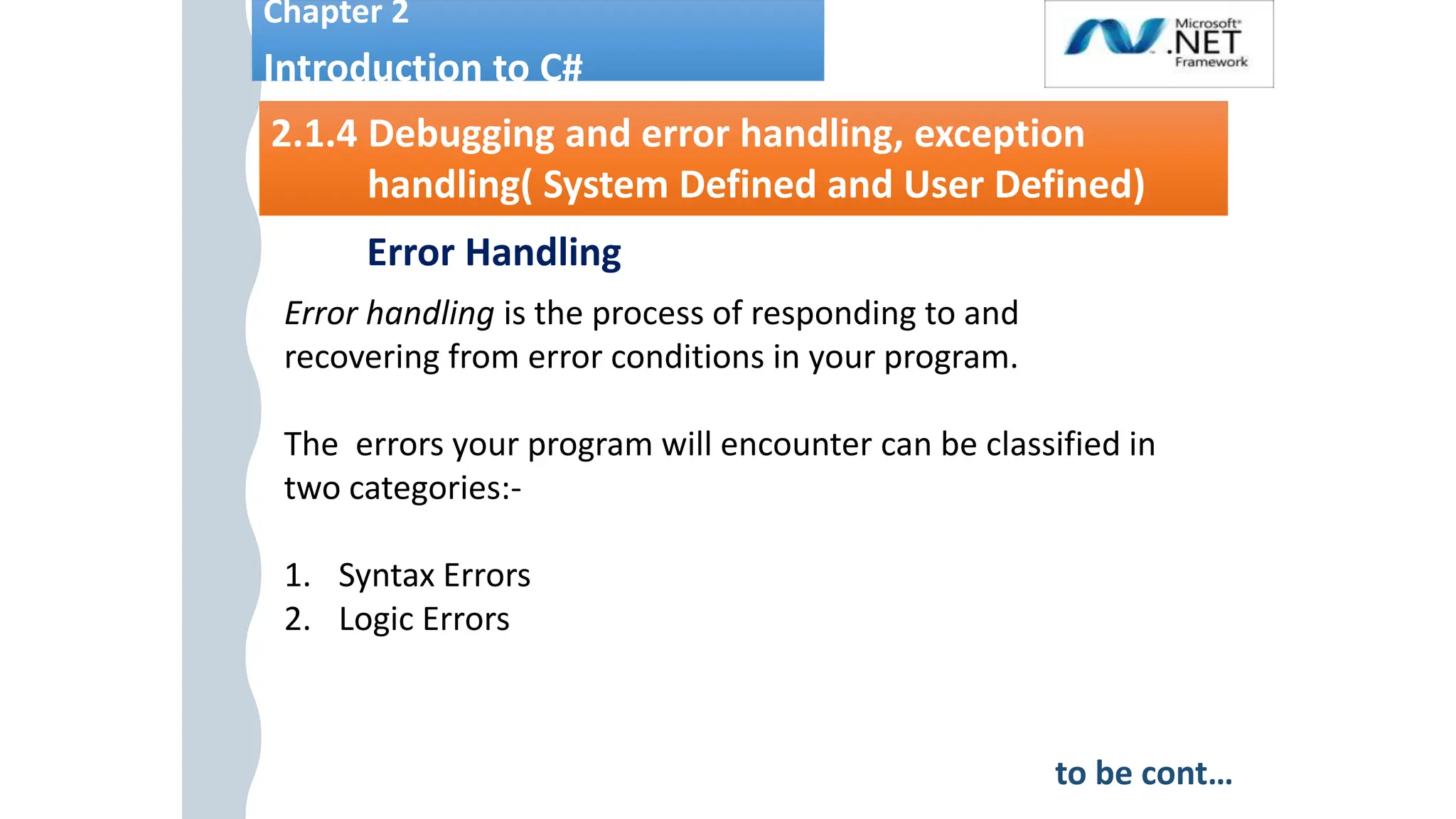 Unit2_2.pptx Chapter 2 Introduction to C# | PPTX