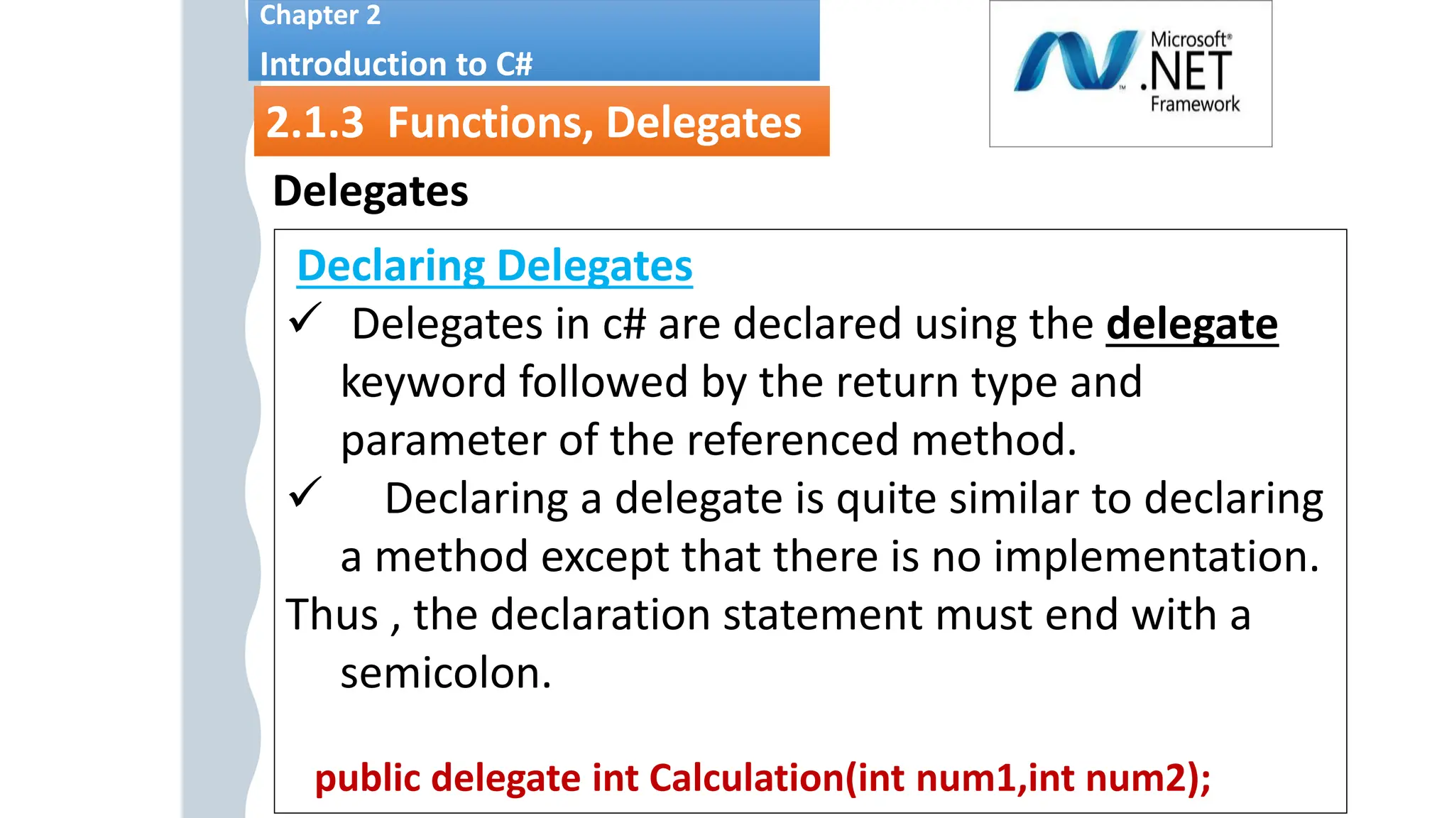 Unit2_2.pptx Chapter 2 Introduction to C# | PPTX