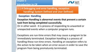 Unit2_2.pptx Chapter 2 Introduction to C# | PPTX