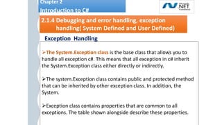 Unit2_2.pptx Chapter 2 Introduction to C# | PPTX