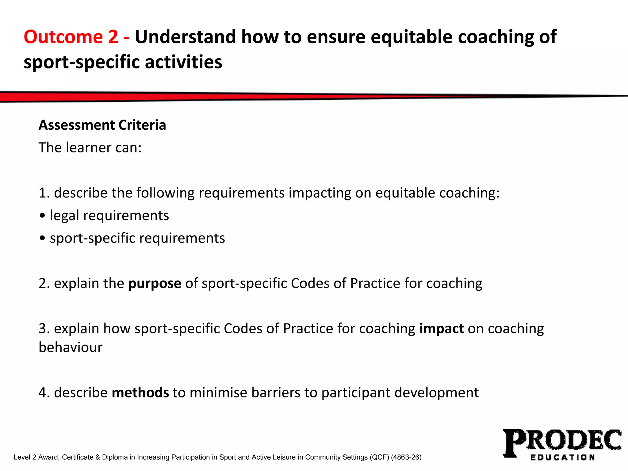 Unit 225 understanding the principles of safe and equitable coaching ...