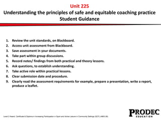 Unit 225 understanding the principles of safe and equitable coaching ...