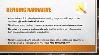 BTEC Media L3 Unit 22 Single Camera Productions LO1 - 4.narrative | PPT