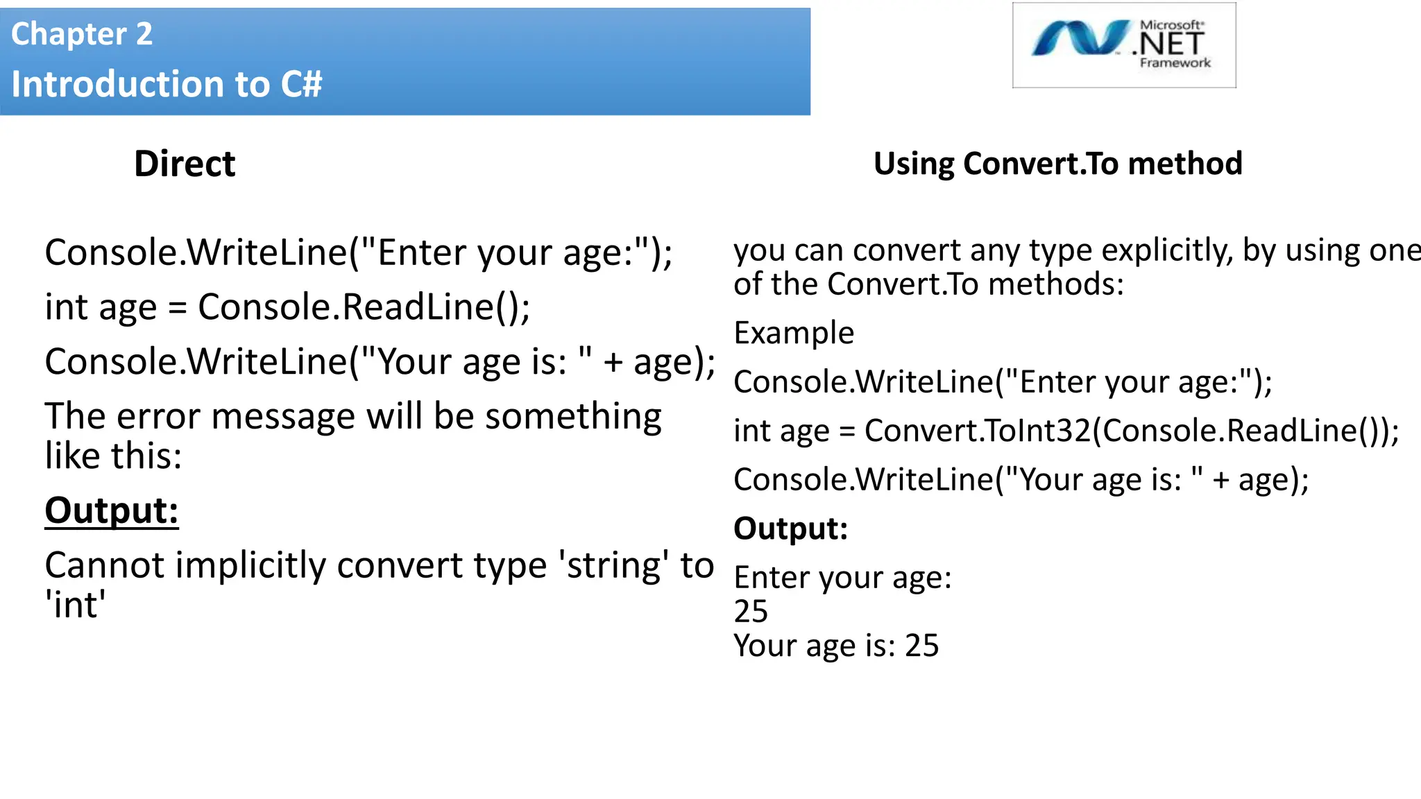 Unit2_3.pptx Chapter 2 Introduction to C# | PPTX