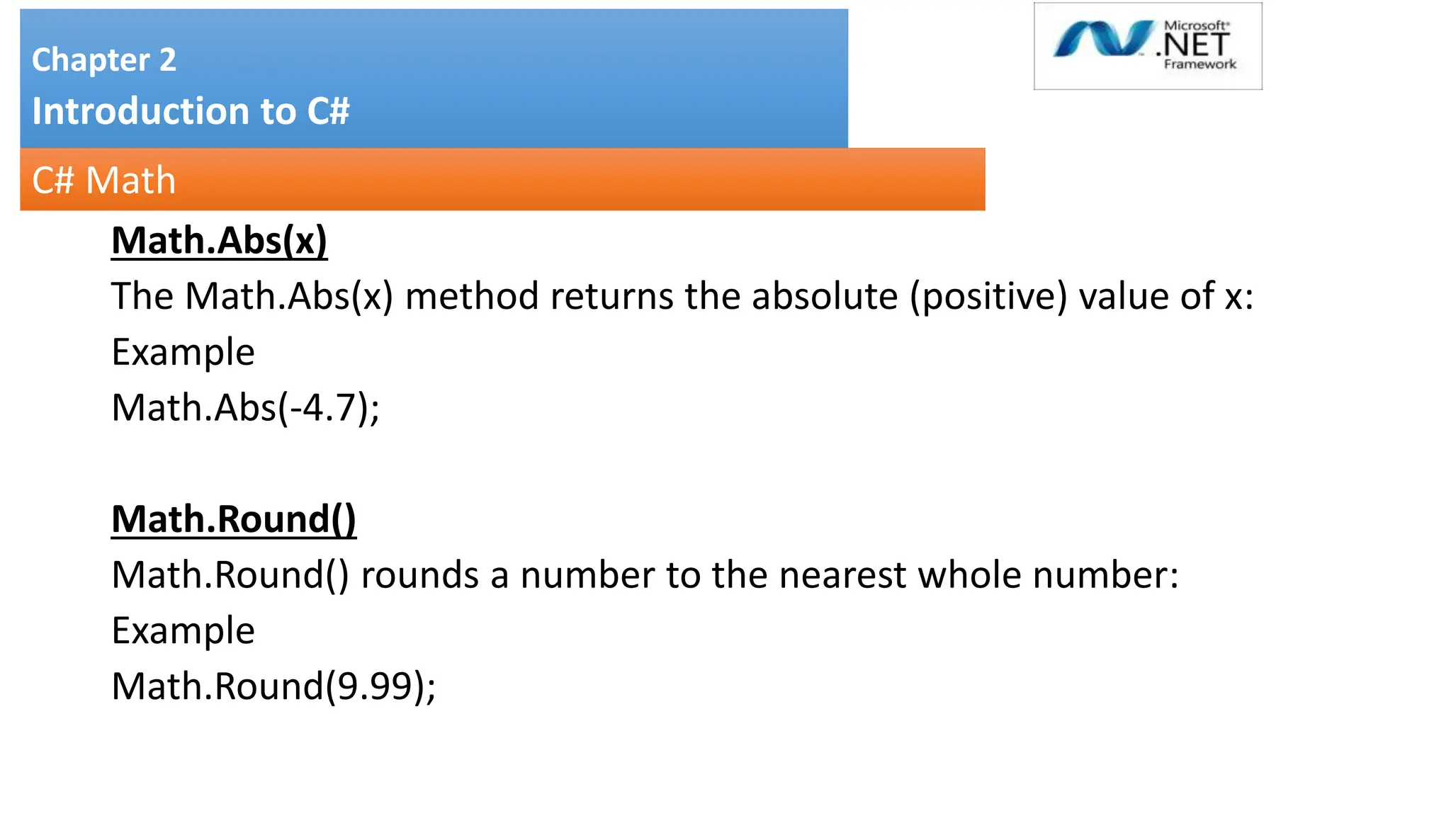 Unit2_3.pptx Chapter 2 Introduction to C# | PPTX