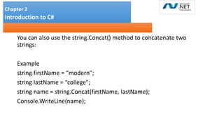 Unit2_3.pptx Chapter 2 Introduction to C# | PPTX