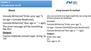 Unit2_3.pptx Chapter 2 Introduction to C# | PPTX