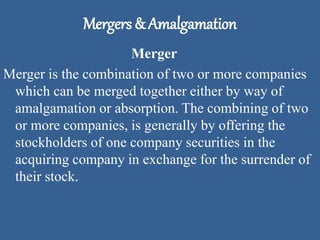 Unit 2 & 3 mergers & amalgamation take over & acquisation | PPT
