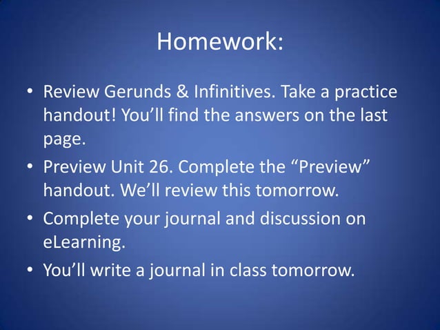 Unit 25: More Infinitives | PPSX | Homework and Study | Education