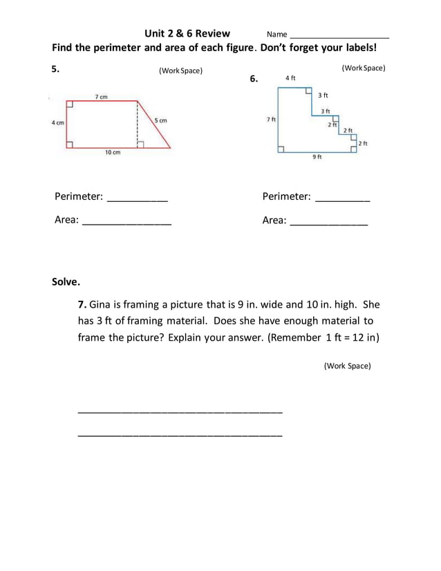 Perimeter and Area Review | DOCX | Physics | Science