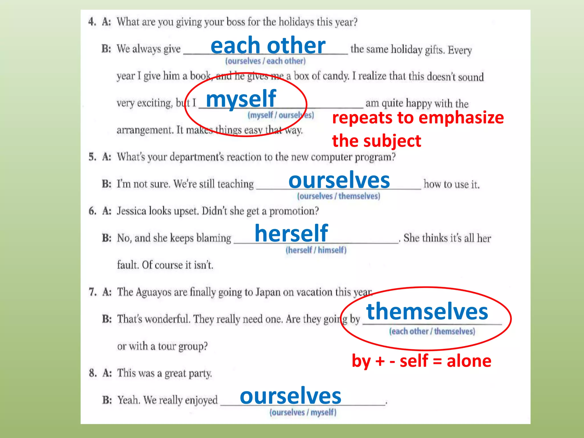 Unit 27 reflexive and reciprocal pronouns | PPTX