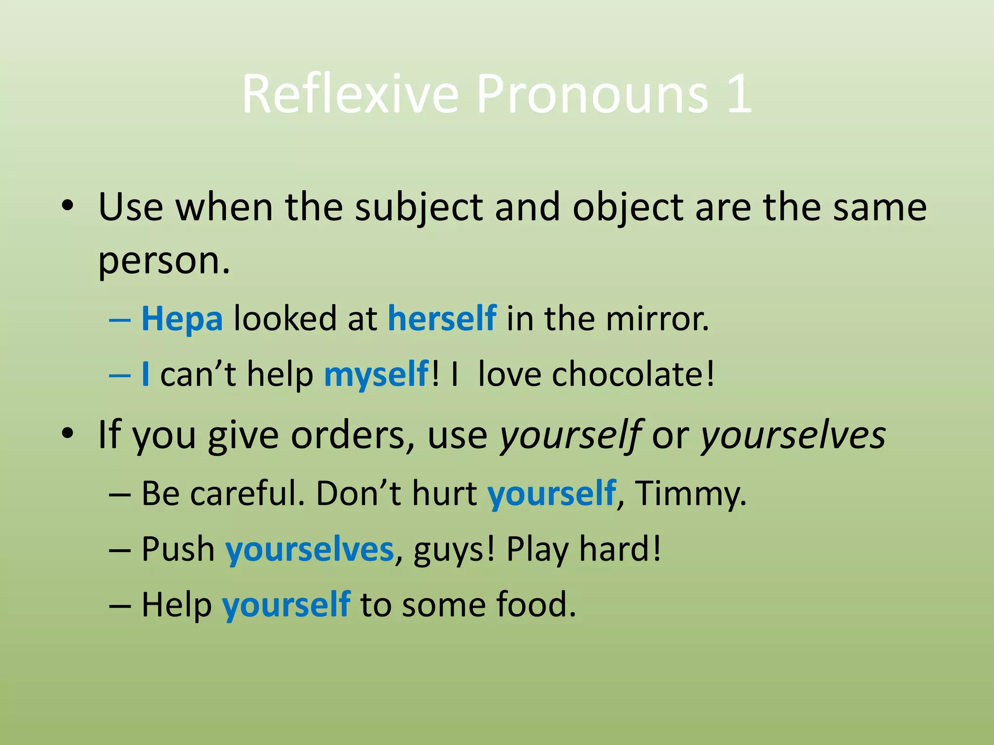 Unit 27 reflexive and reciprocal pronouns | PPTX